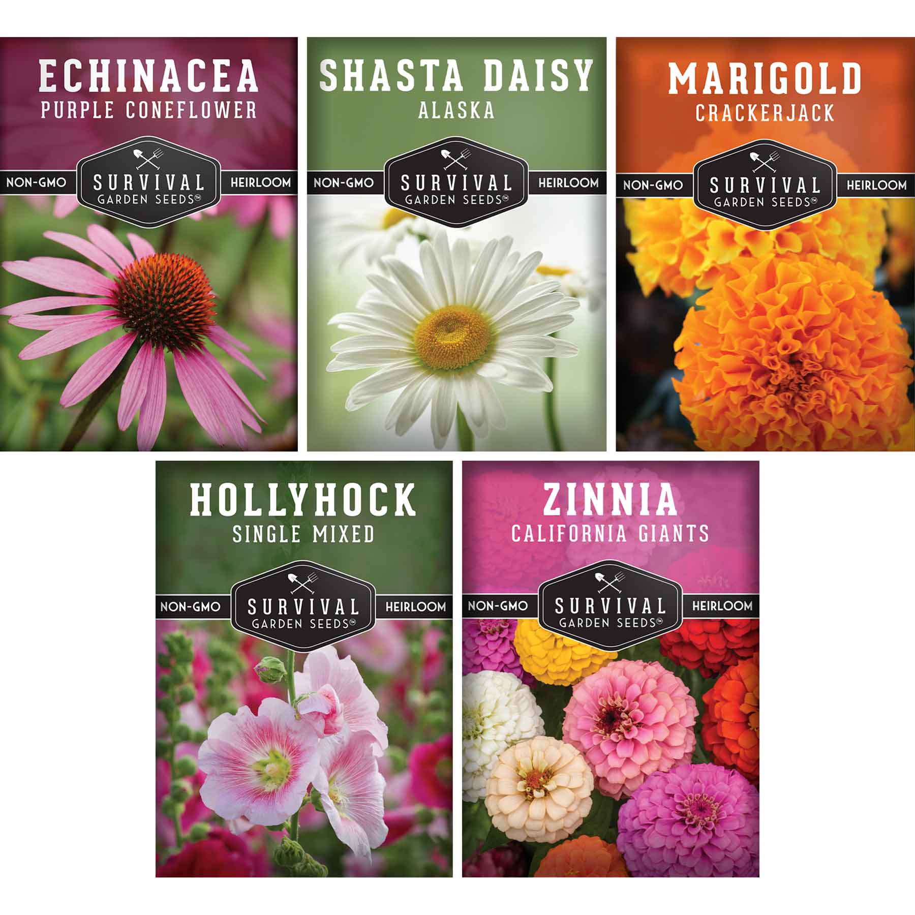 5-Variety Heirloom Flower Seed Collection – Non-GMO Annual & Perennial ...